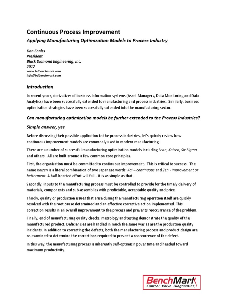 BDE Continuous Improvement Process | PDF | Reliability Engineering | Valve