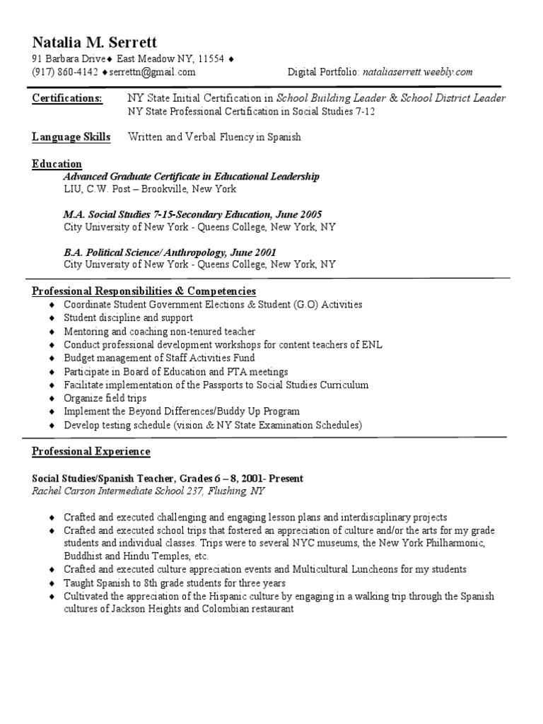 My Resume-Leadership | PDF | Middle Schools | Students