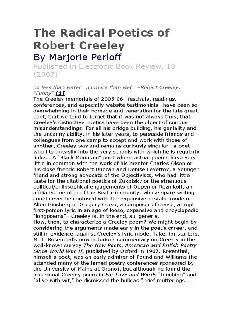 The Radical Poetics of Robert Creeley | PDF | Poetry