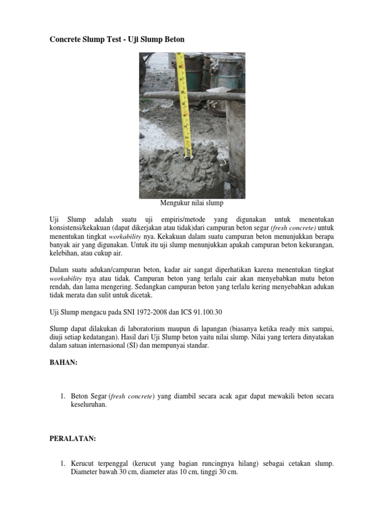 Slum Beton Metode Sederhana | PDF