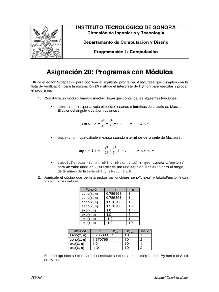 Asignación 20 - Programas Con Módulos | PDF | Python (lenguaje de programación) | Programa de ...
