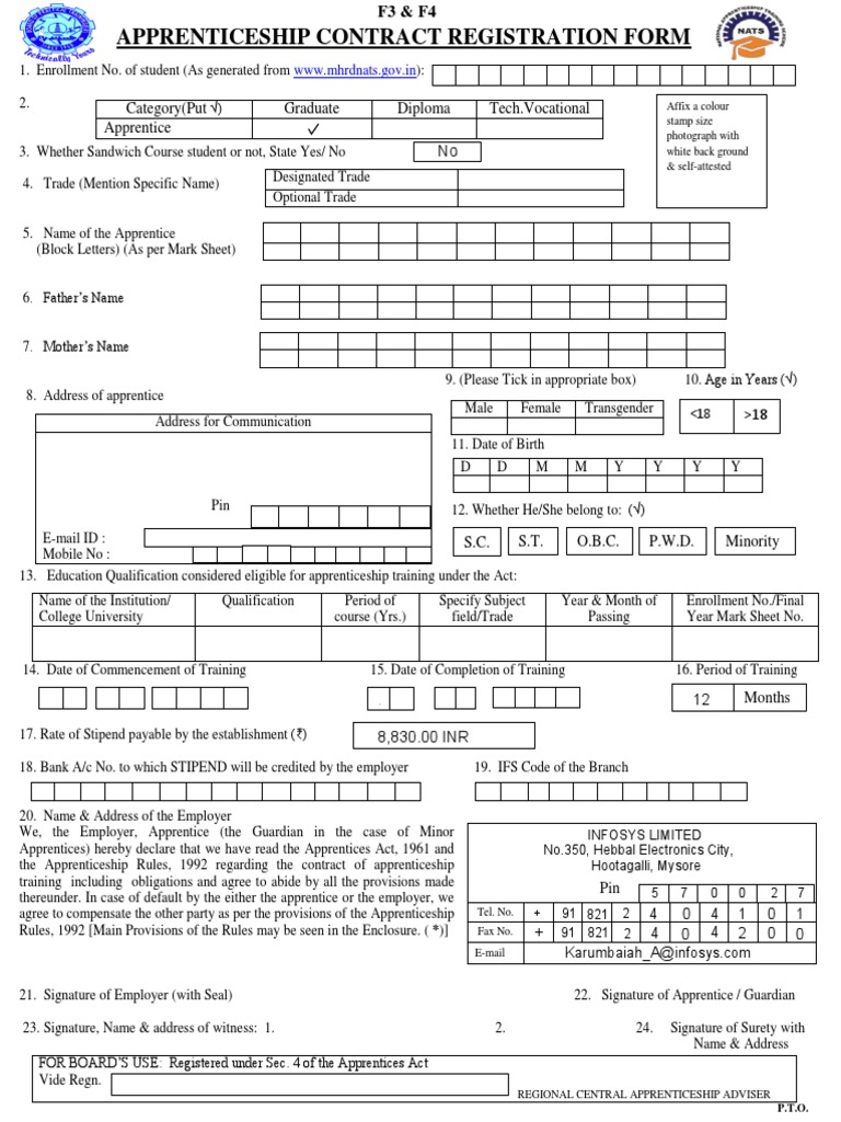 Apprenticeship registration form | PDF | Apprenticeship | Vocational ...