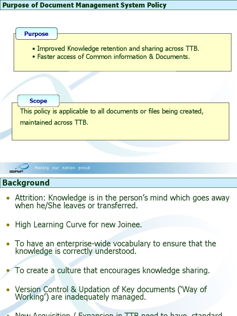 Improved Knowledge Retention and Sharing Across TTB. - Faster Access of ...