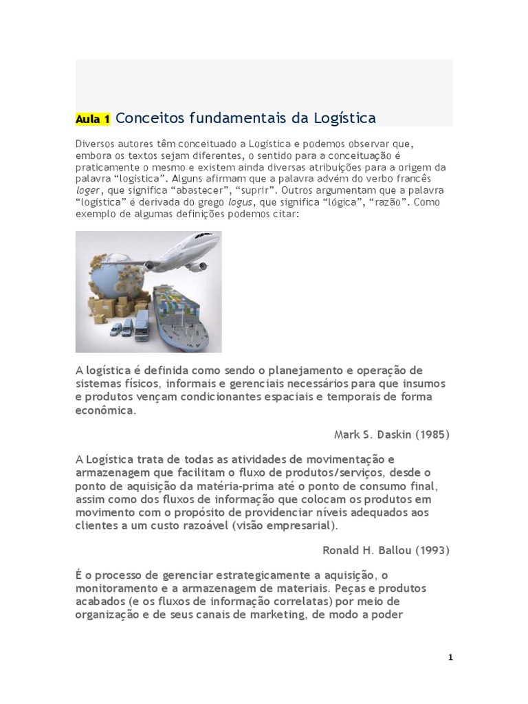 Conceitos Fundamentais da Logística | PDF | Logística | Cadeia de ...