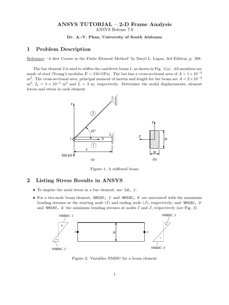 2-D Frame Analysis in ANSYS Tutorial | PDF