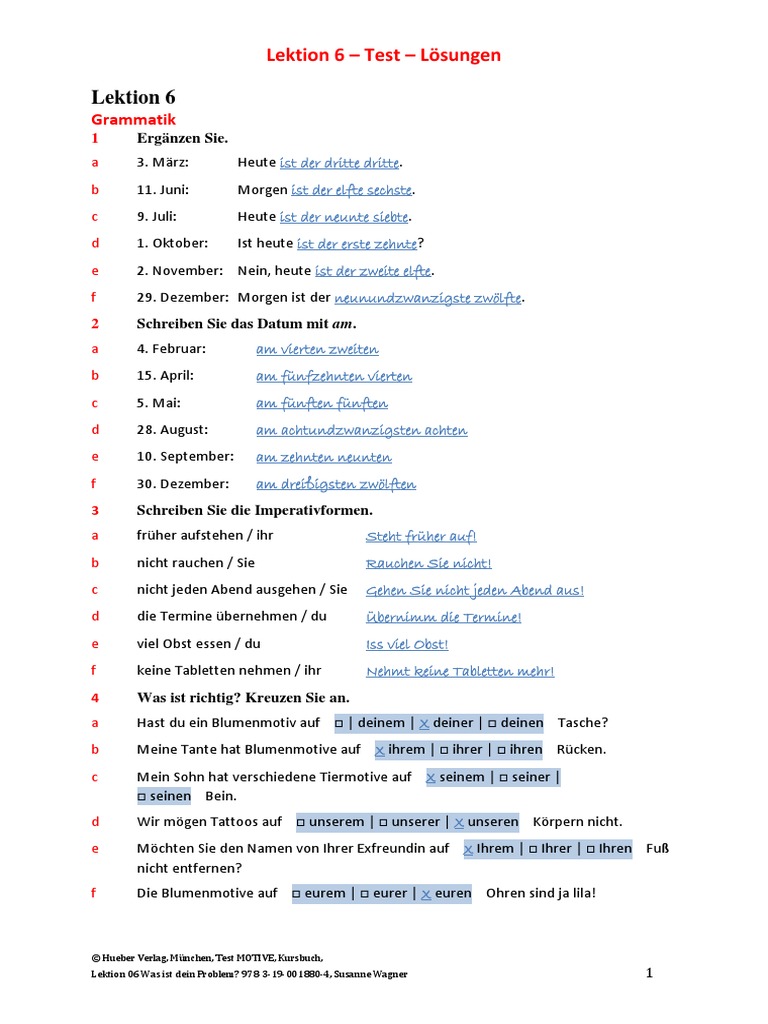 MOTIVE A1 Lektion 6 Test Loesungen 20180326