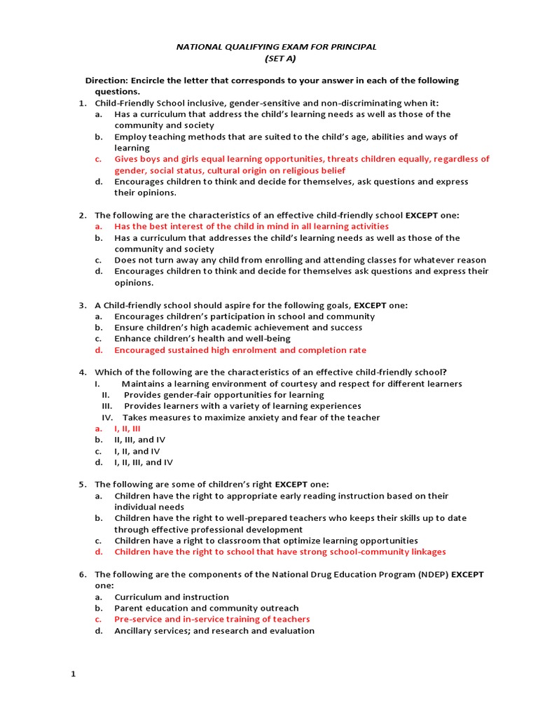Principal Exam Review: Child-Friendly Schools | PDF | Inclusion ...