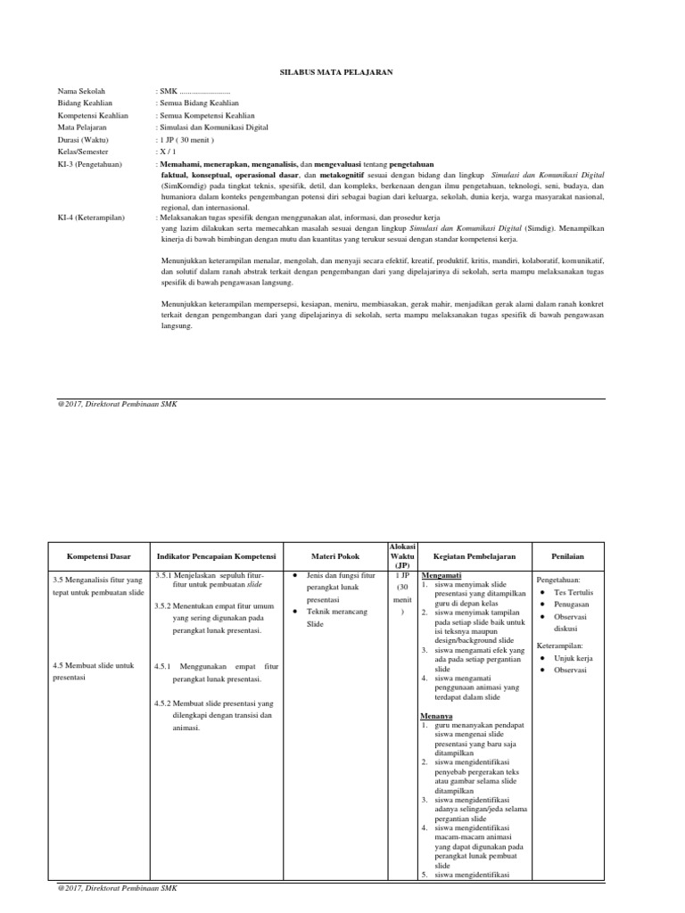 Silabus Peer Teaching 1 Simkomdig KD 3.5 | PDF