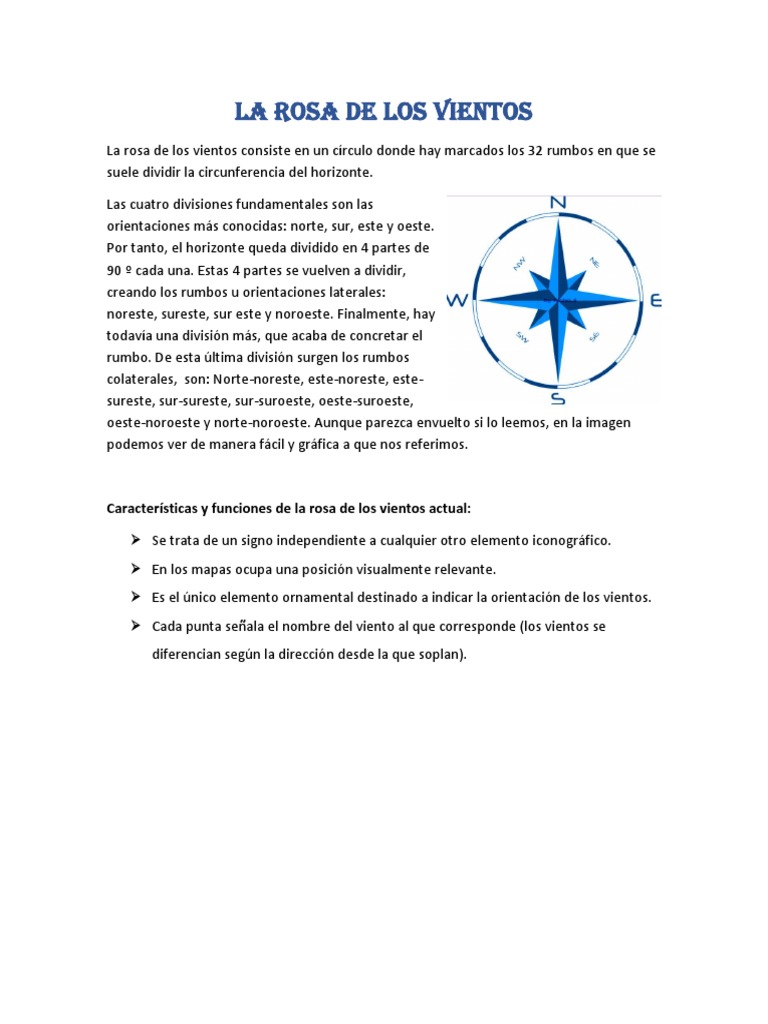 Definición y características de la rosa de los vientos | PDF ...