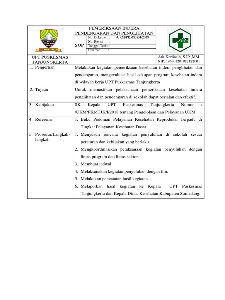Sop Pemeriksaan Indera | PDF