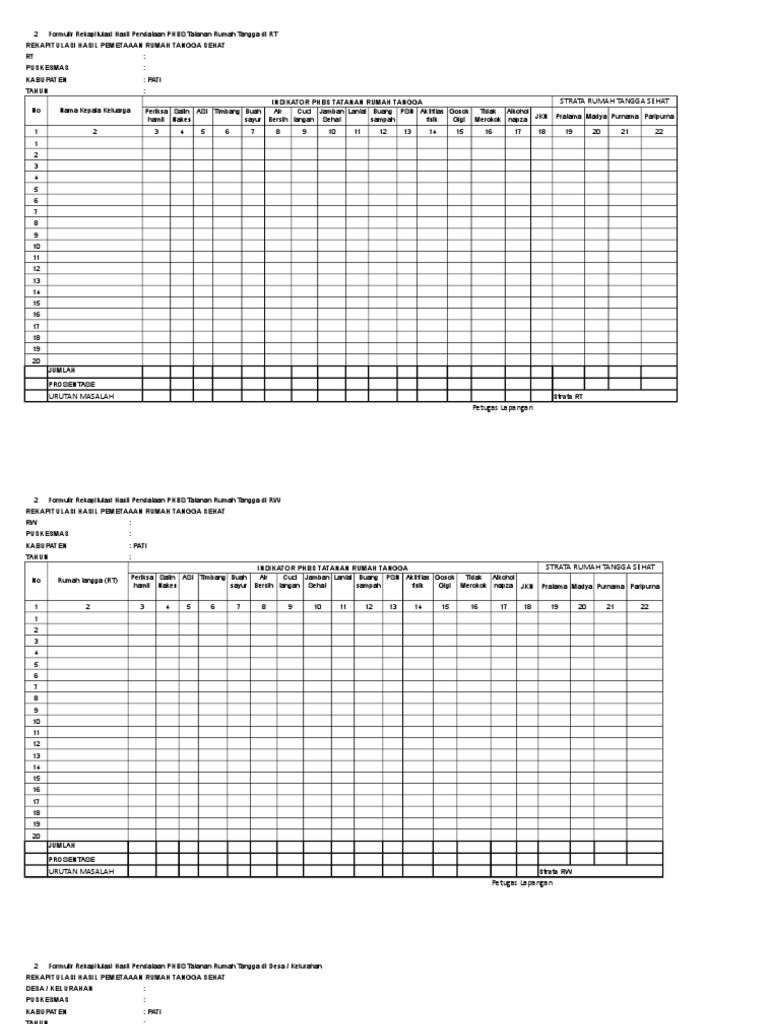 Form Rekap Rumah Tangga | PDF