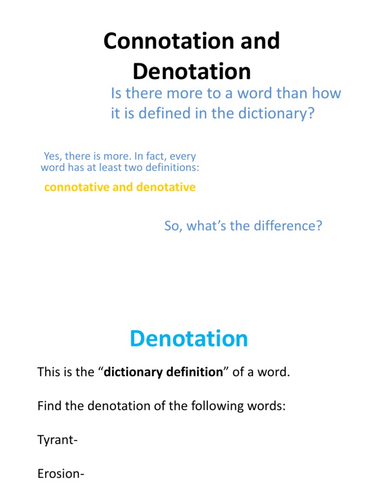 Connotation and Denotation Powerpoint | Download Free PDF | Connotation ...