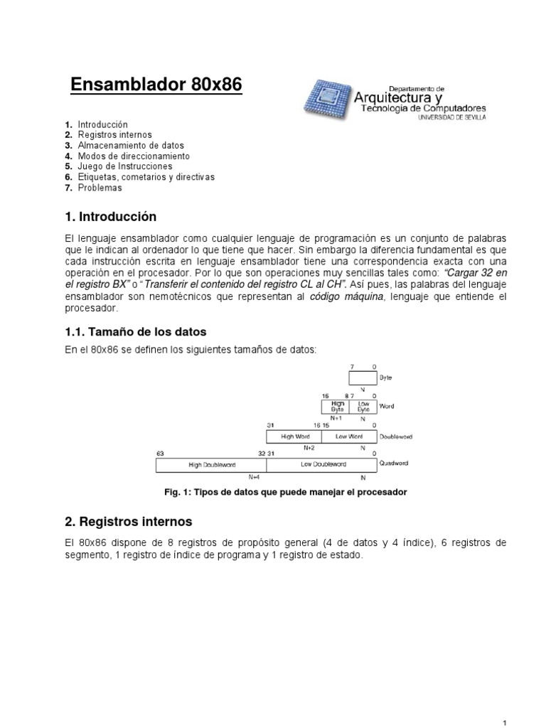 Ensamblador 80x86 | PDF