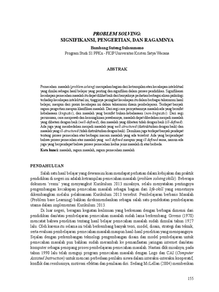 Problem Solving Signifikansi Pengertian Dan Ragamn | PDF