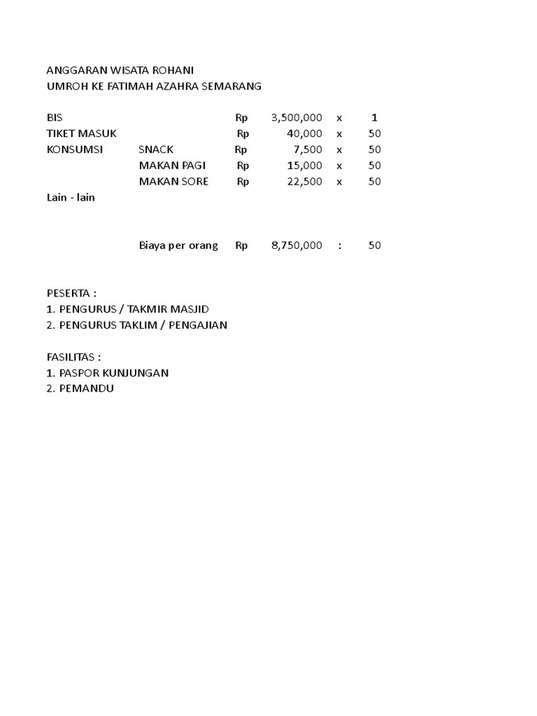 Rab Umroh Fatimah Azahra | PDF