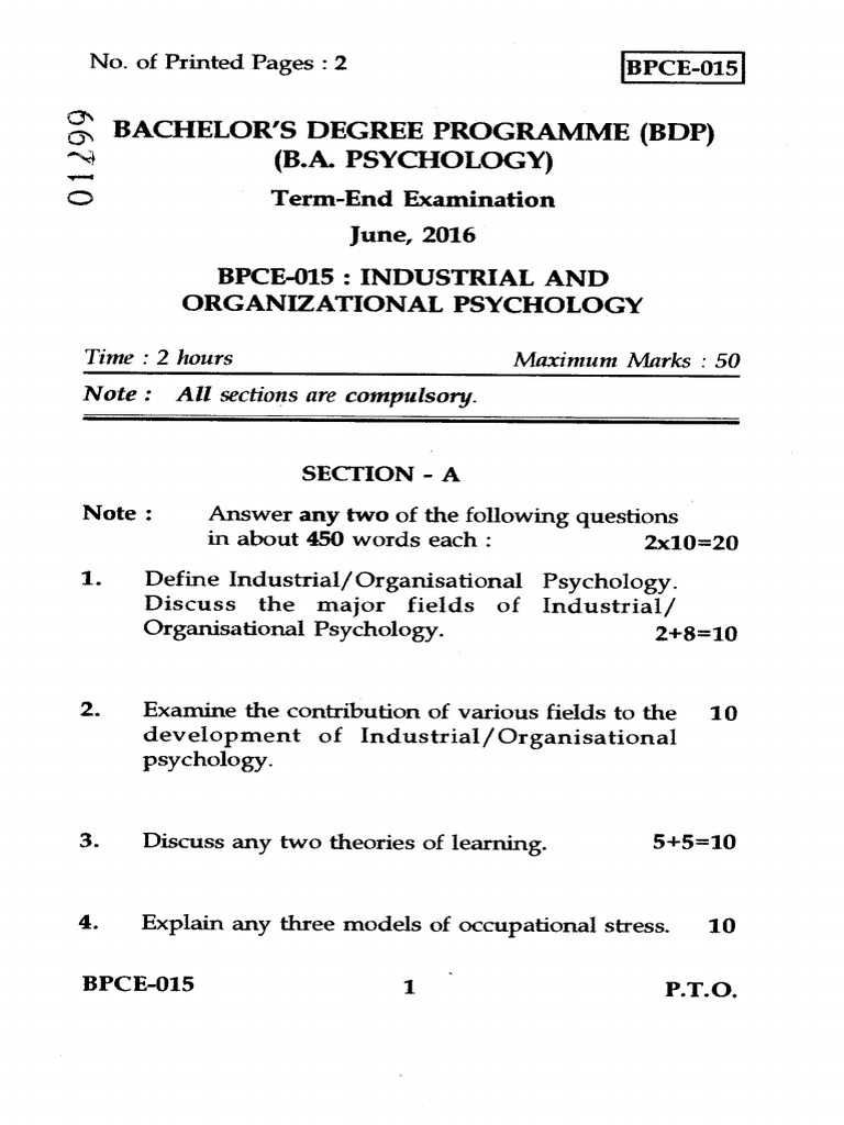 BPCE-015 - Jun - 2016 IGNOU QUESTION PAPER | PDF | Industrial And ...