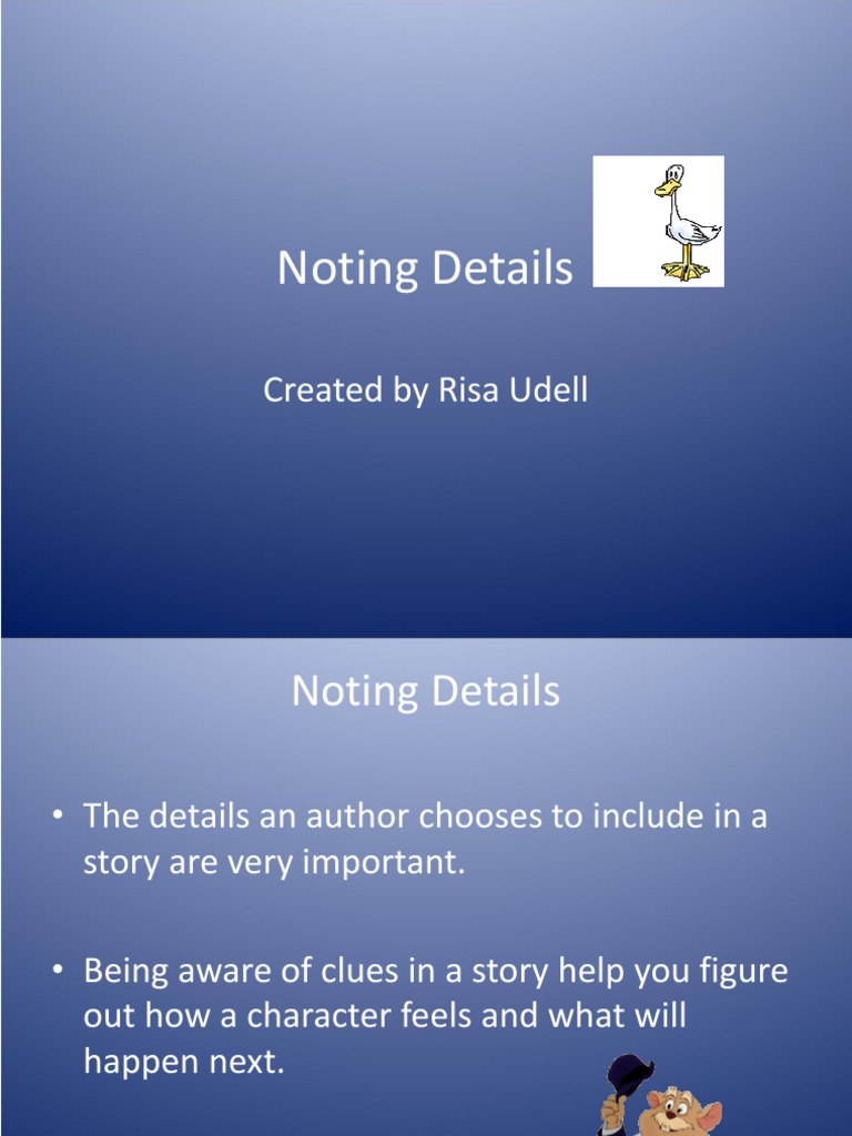 Noting Details: How Story Details Reveal Character Feelings | PDF
