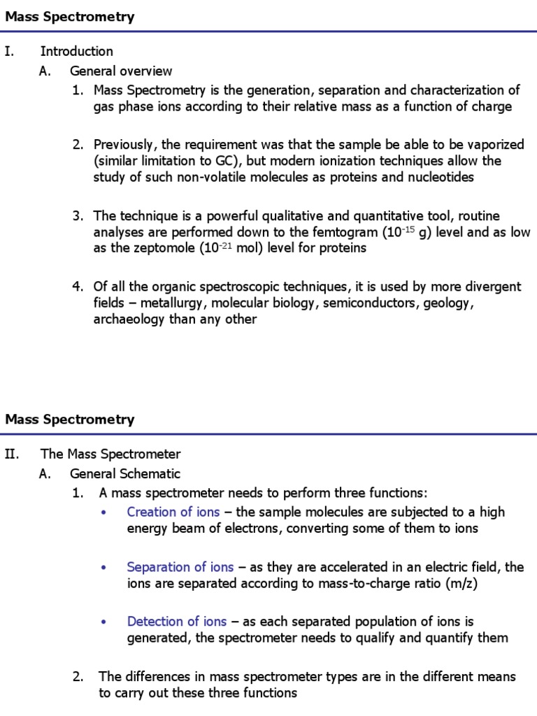 CHEM 430 - Mass Spectrometry | PDF | Mass Spectrometry | Carbon 13