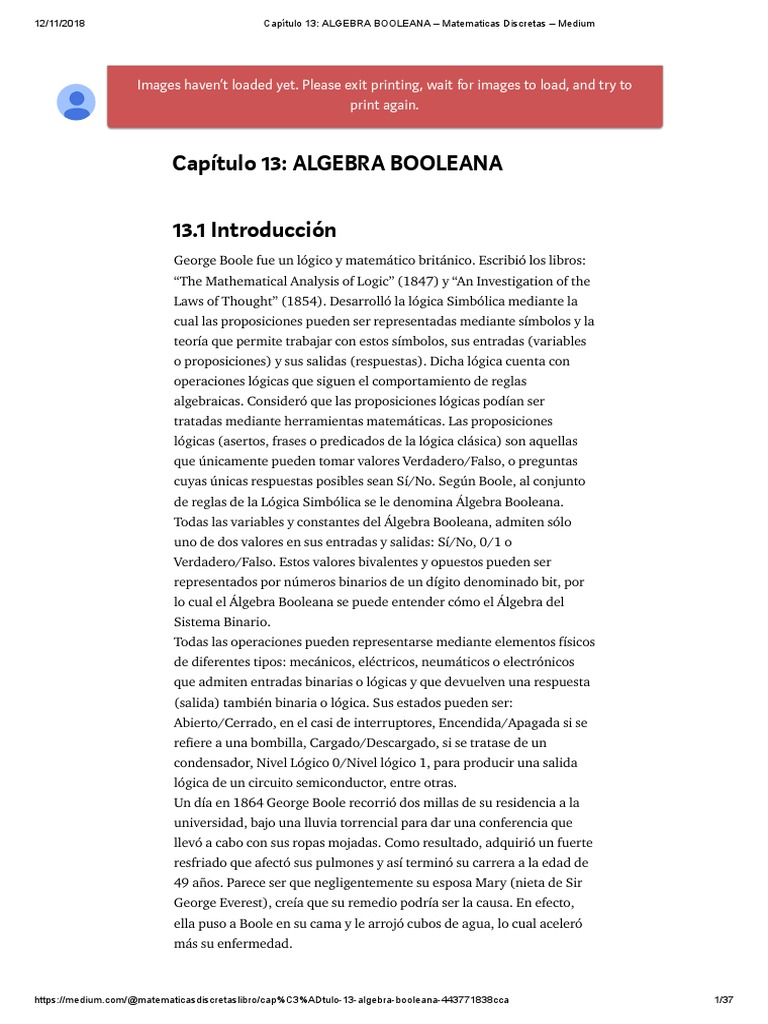Capítulo 13 - ALGEBRA BOOLEANA - Matematicas Discretas - Medium | PDF | Puerta lógica | Lógica