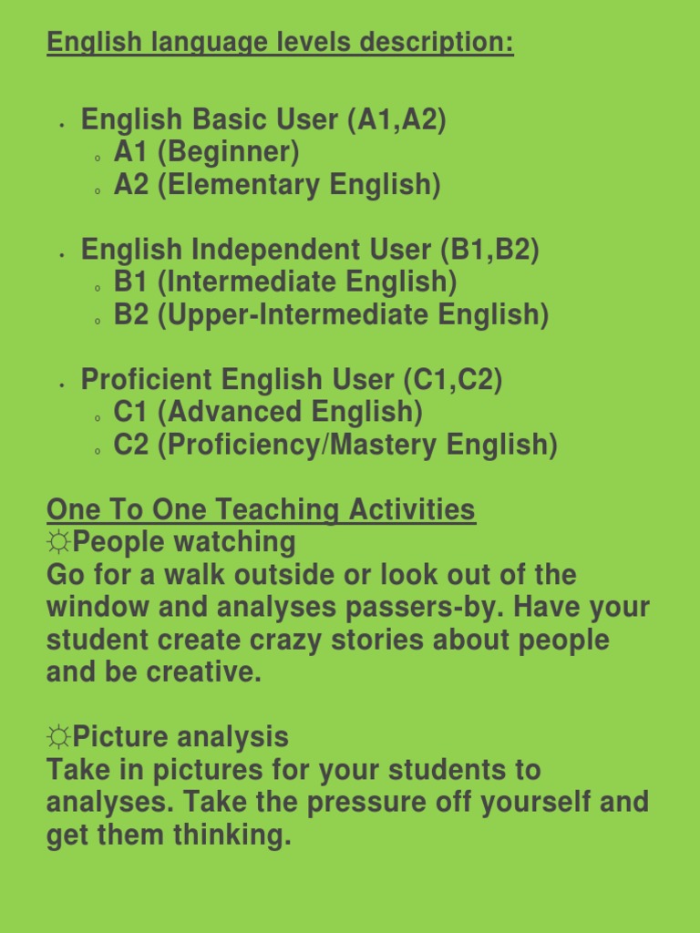 English Levels | PDF | English Language | Question