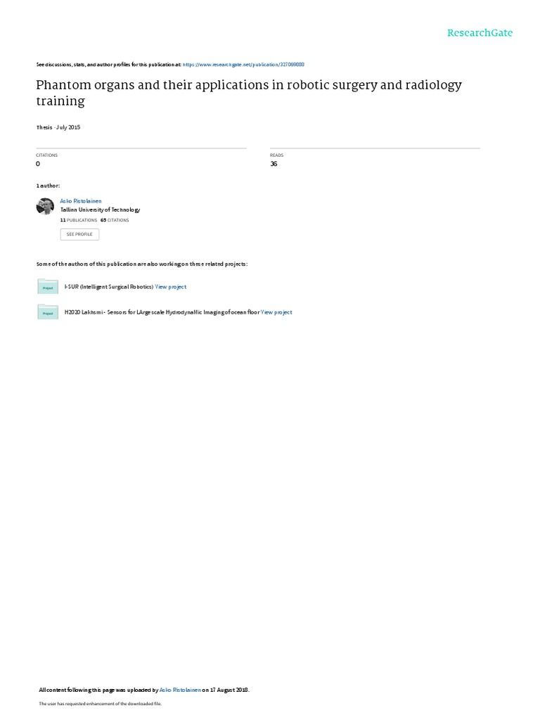 Phantom Organs and Their Applications in Robotic Surgery and Radiology ...