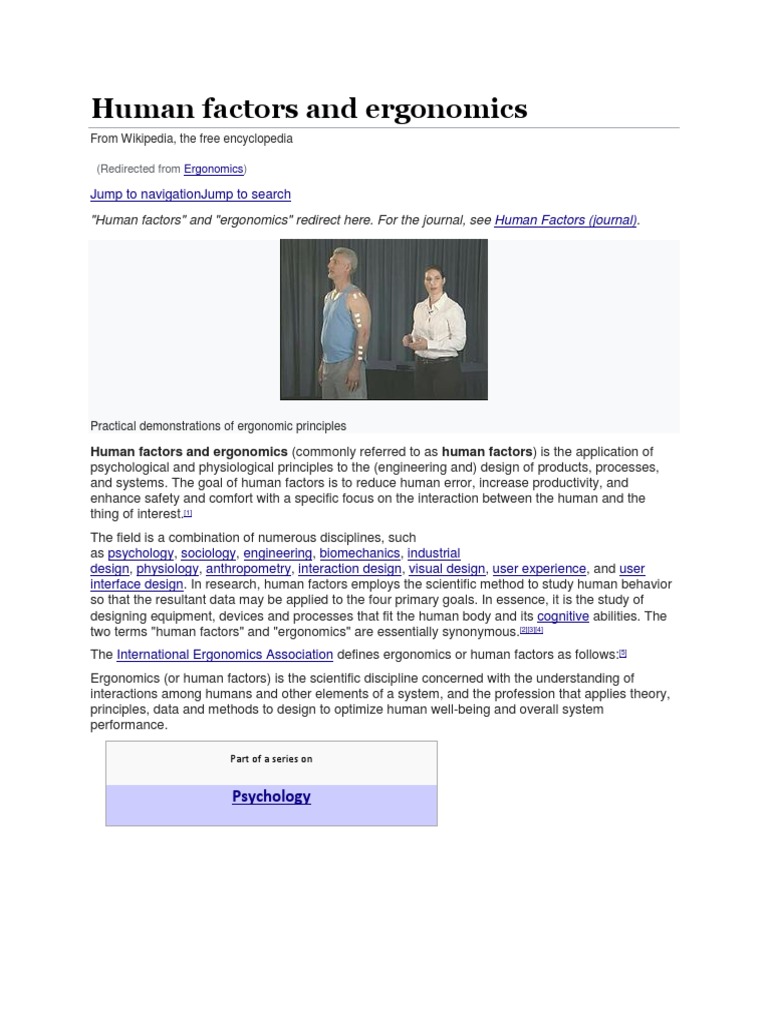 Human Factors and Ergonomics: Jump To Navigationjump To Search | PDF ...