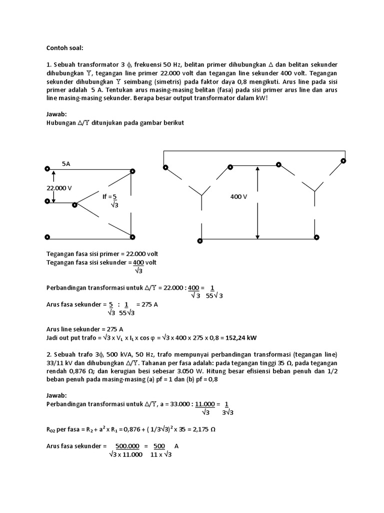 Contoh Soal Trafo 3fasa | PDF