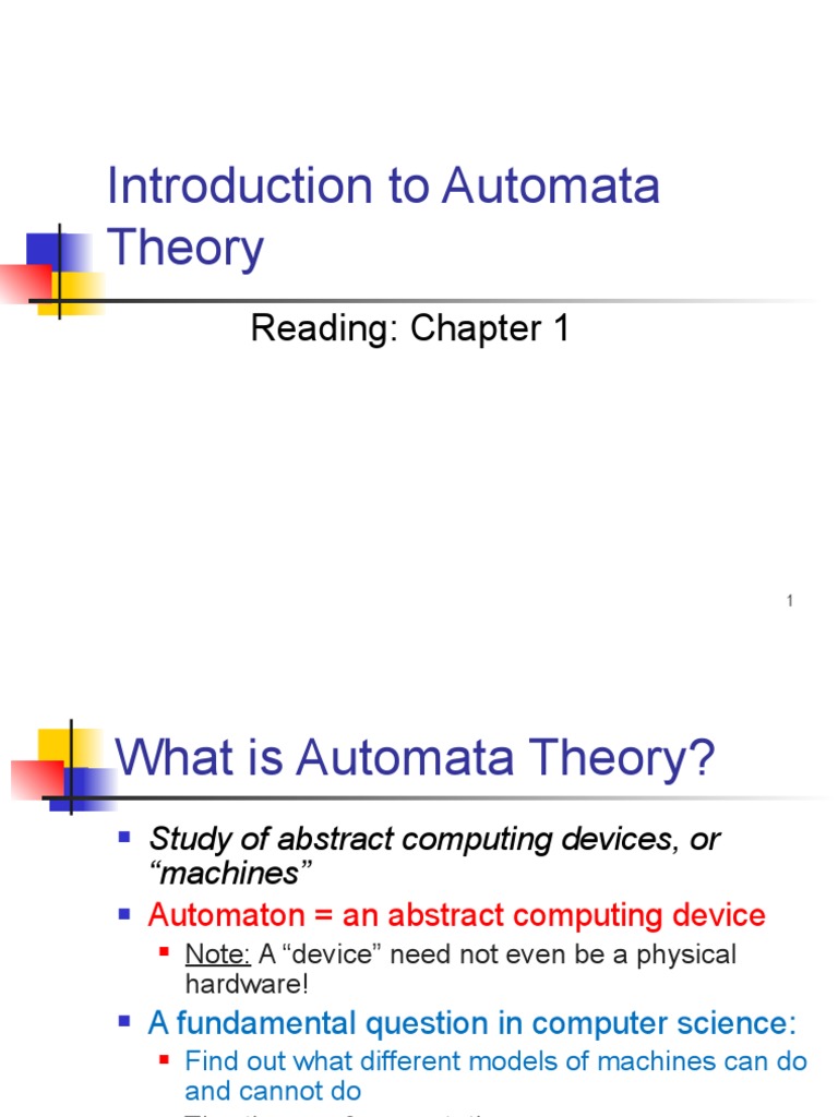 Introduction To Automata Theory: Reading: Chapter 1 | PDF | Theory Of Computation ...