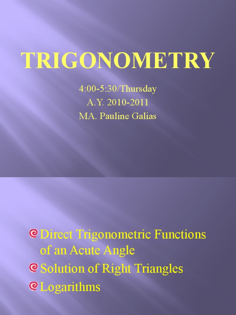 Trigonometry Syllabus Outlining Key Concepts and Learning Objectives ...