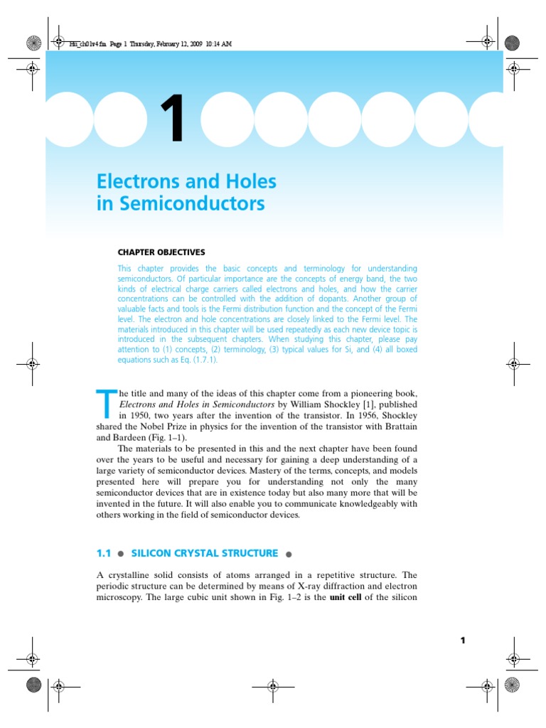 Electrons and Holes in Semiconductors: Chapter Objectives | PDF