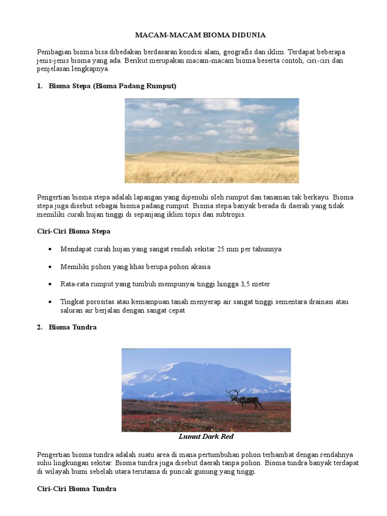 Macam-Macam Bioma Beserta Cirinya | PDF