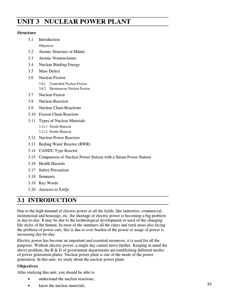 Unit 3 Nuclear Power Plant: Structure | PDF | Nuclear Reactor | Nuclear ...
