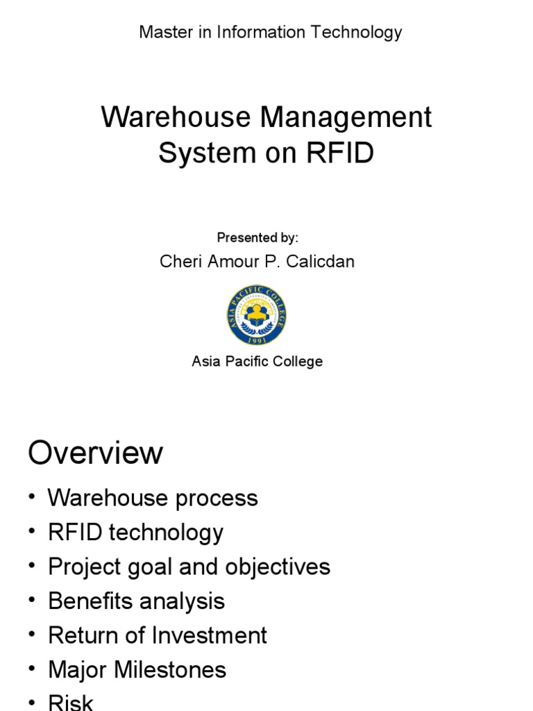 Warehouse Management System On RFID: Master in Information Technology ...