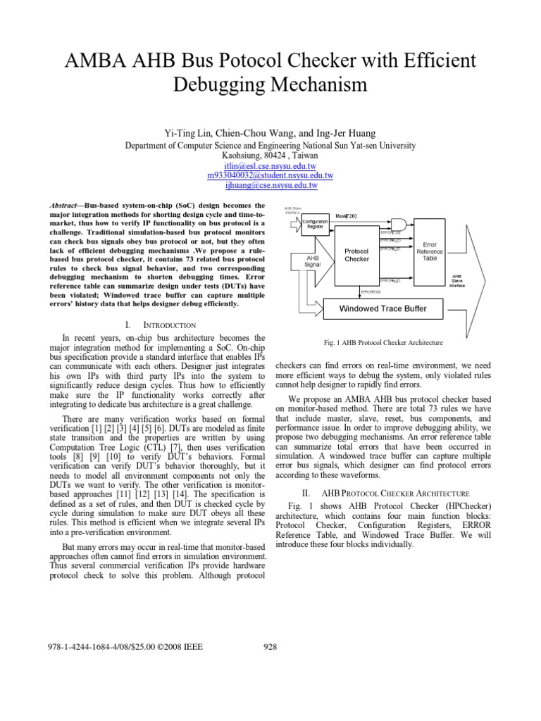 AMBA AHB Bus Protocol Checker With Efficient Debugging Mechanism ...