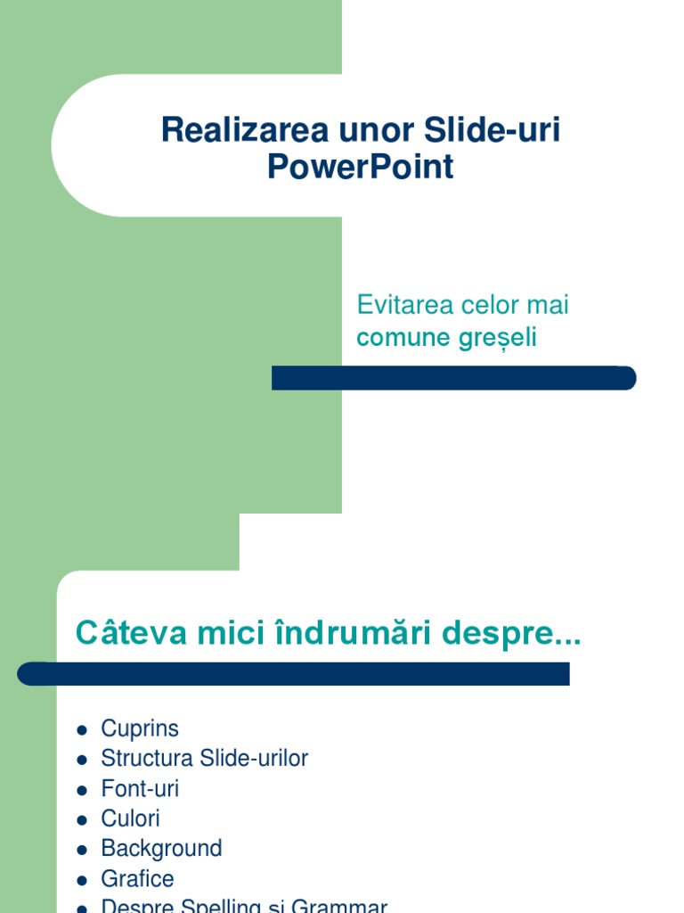 Prezentari Powerpoint Despre Si Cum Se Realizeaza Corect | PDF