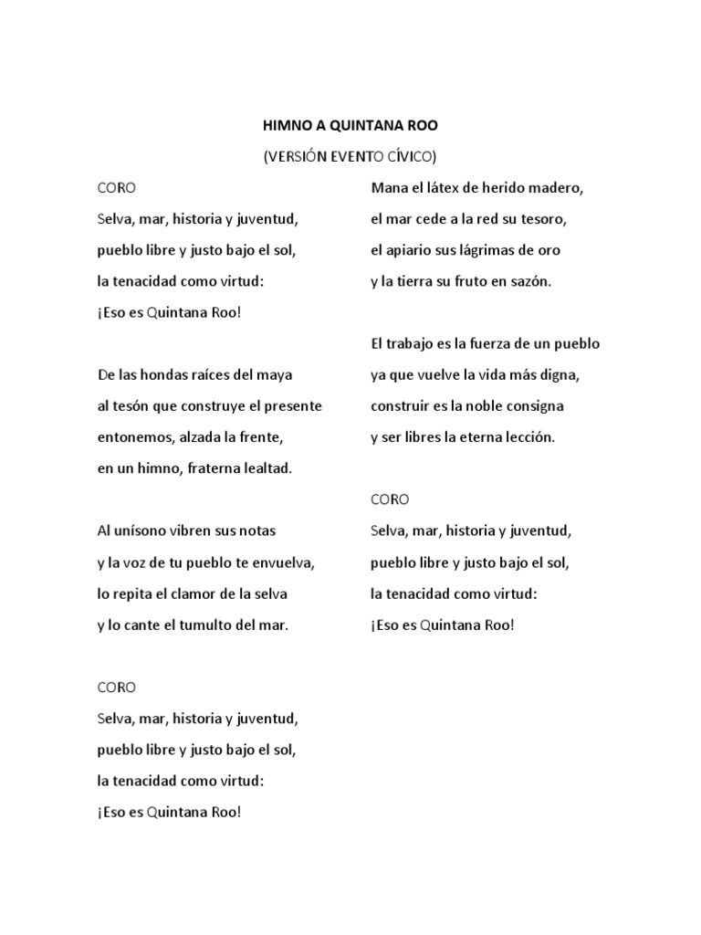 Himno A Quintana Roo | PDF