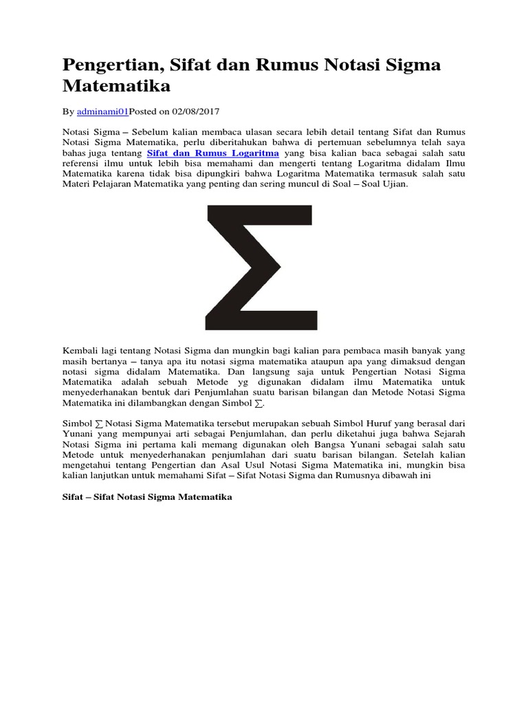 Notasi Sigma | PDF