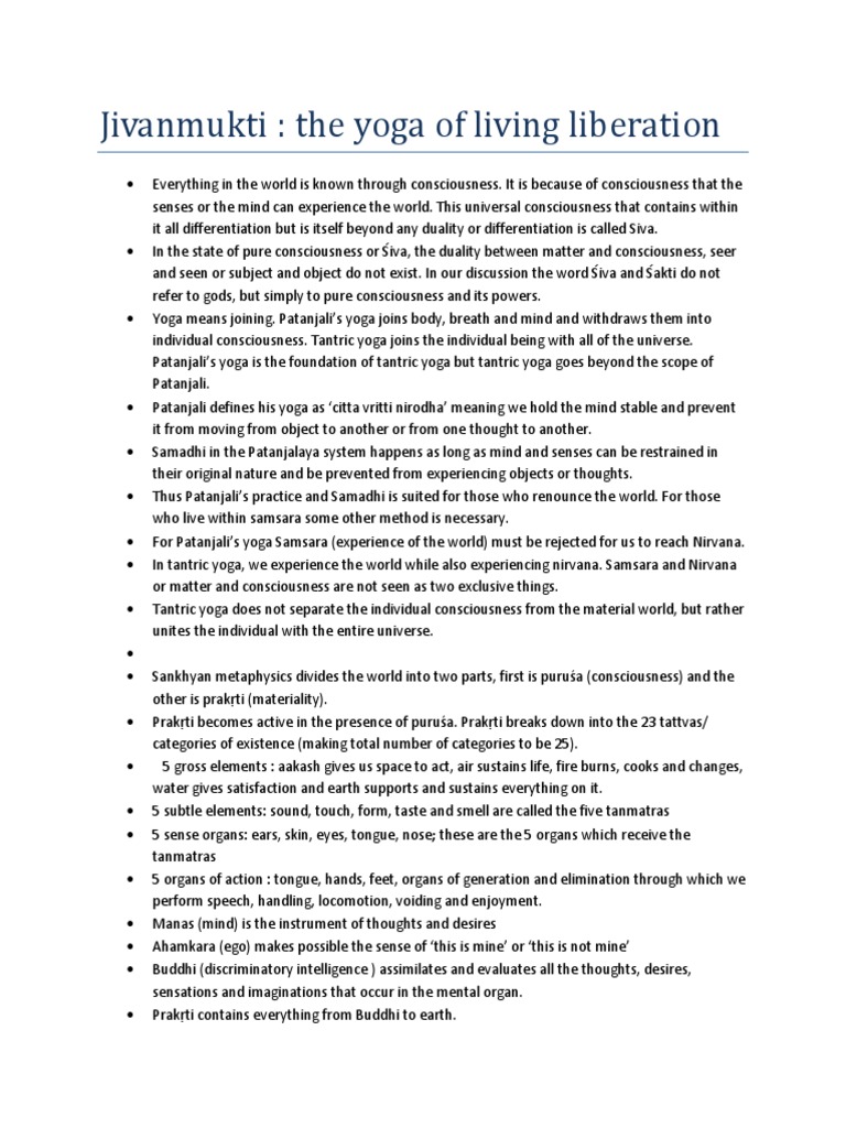 Jivanmukti: The Yoga of Living Liberation | PDF | Yoga | Hindu ...