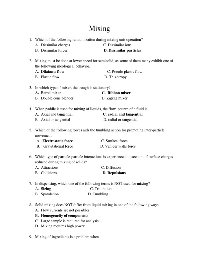 MCQ Questions | PDF | Distillation | Filtration