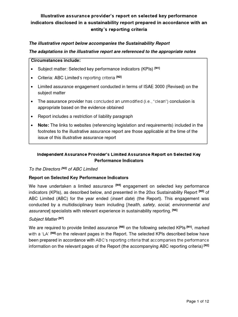 Illustrative Assurance Report NBYL20150831 Clean | PDF | Internal ...