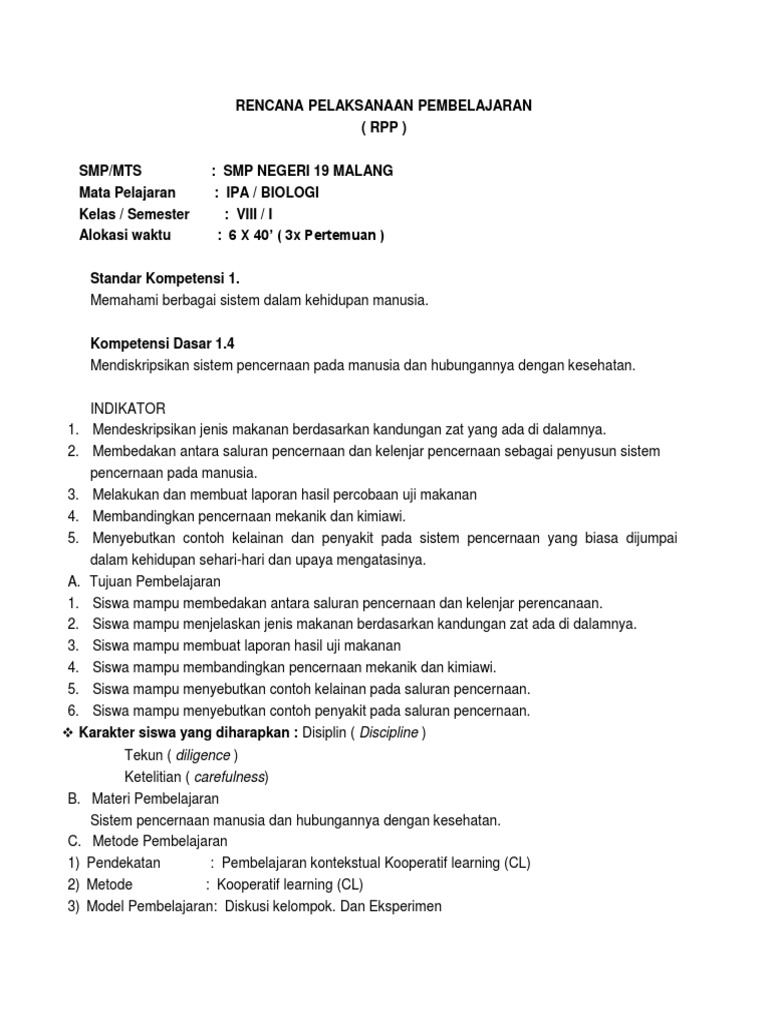 Contoh RPP CTL | PDF | Karier & Perkembangan | Kesehatan Holistik