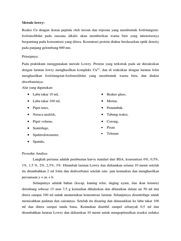 Metode Lowry | PDF