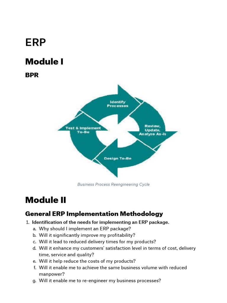 ERP Module Overview and Implementation Methodology | PDF | Customer Relationship Management ...