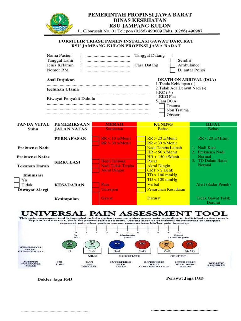 Formulir Triase IGD | PDF Formulir Triase IGD | PDF