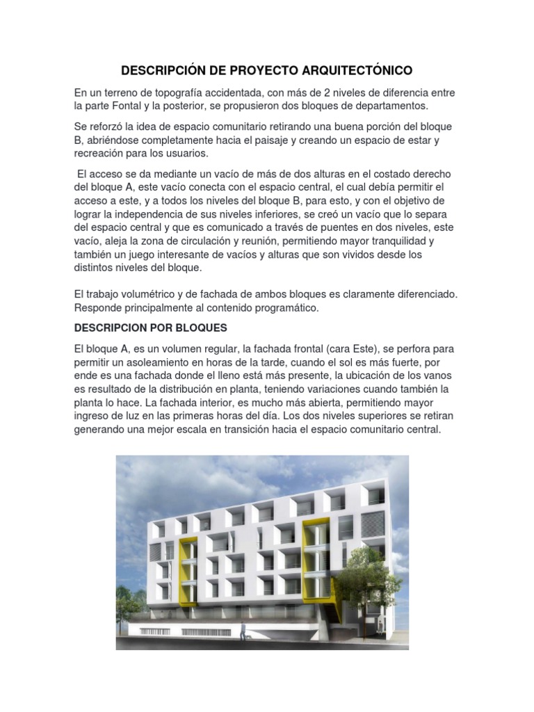 Descripción de Proyecto Arquitectónico | PDF
