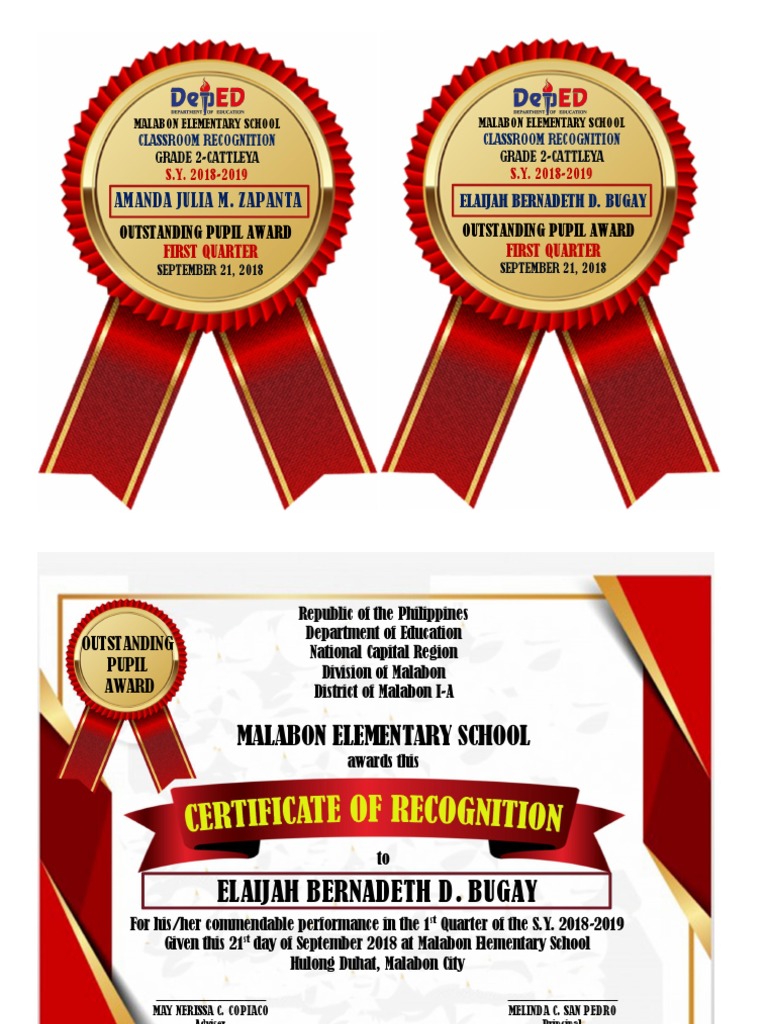 Grade 2 Student Receives Outstanding Pupil Award for First Quarter of ...