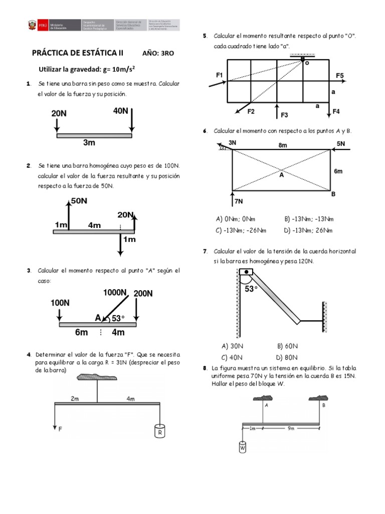 Practica de Estatica II | PDF | Física | Naturaleza