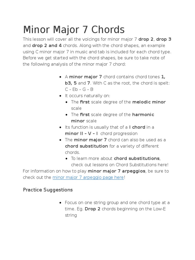 Minor Major 7 Chords | PDF | Chord (Music) | Minor Scale