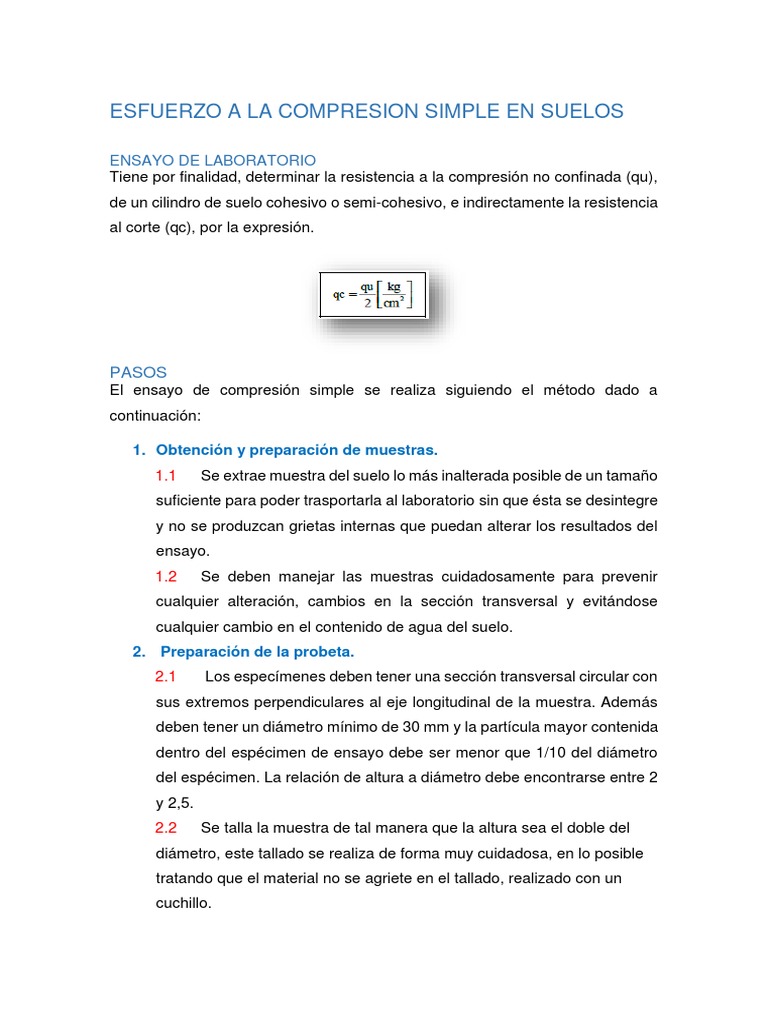Esfuerzo A La Compresion Simple en Suelos | PDF | Falla (geología ...