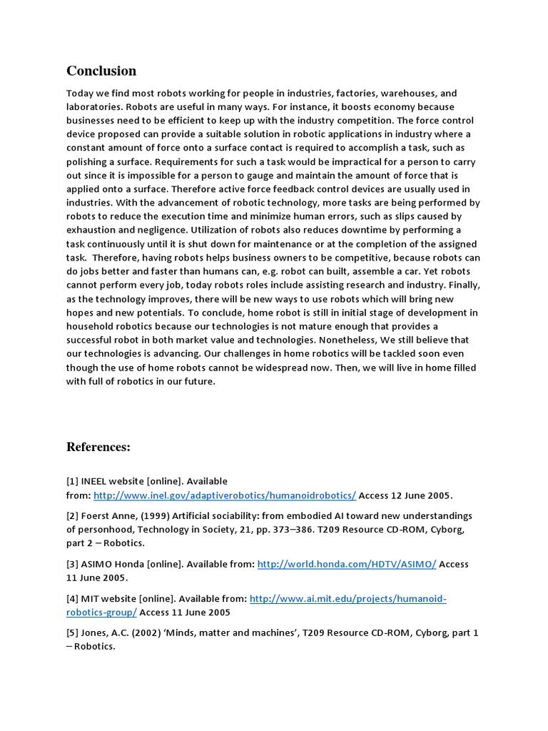 Conclusion Dynamic | PDF | Robot | Robotics
